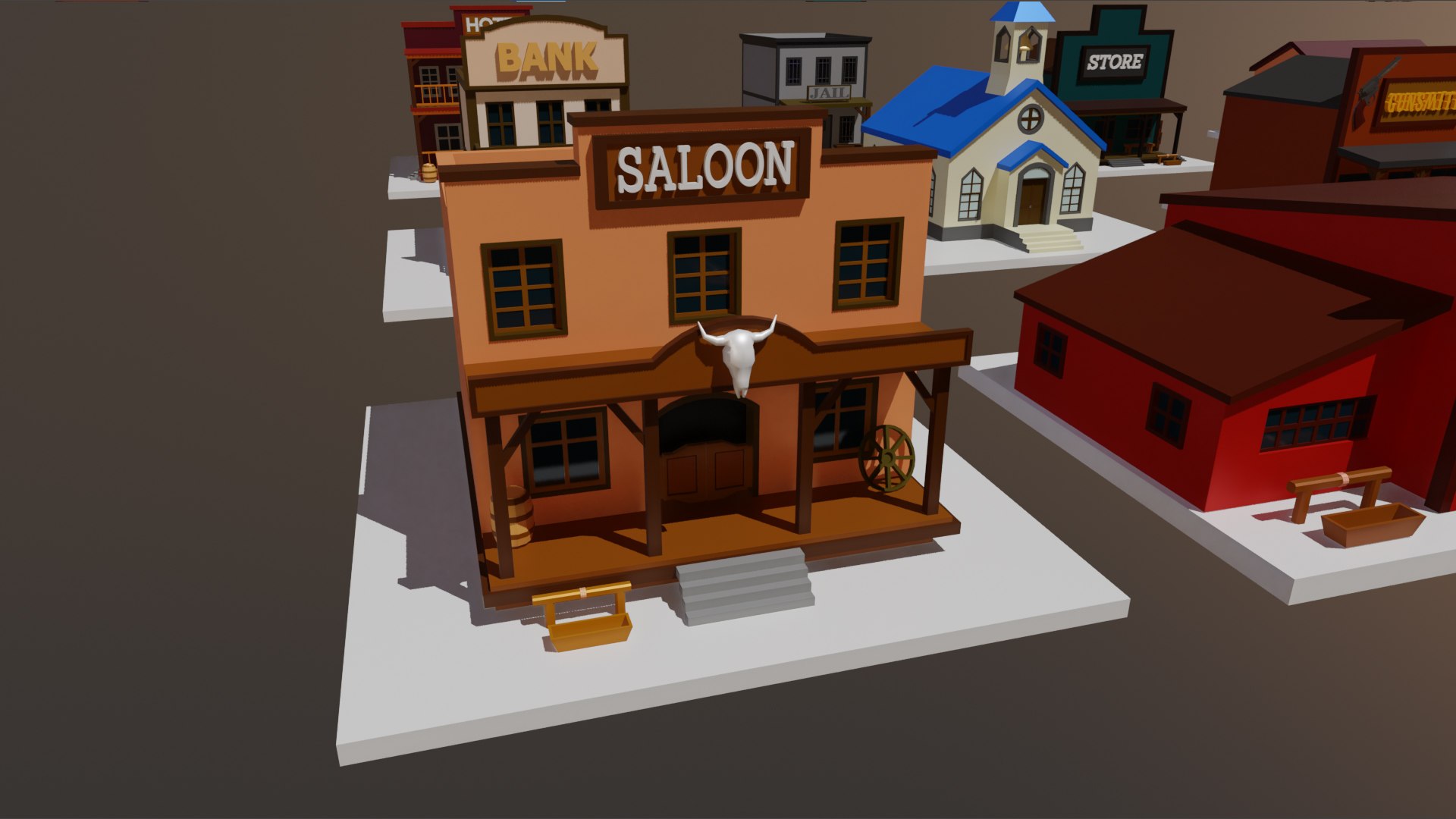 3D Model Low Poly Wild West - TurboSquid 2313857