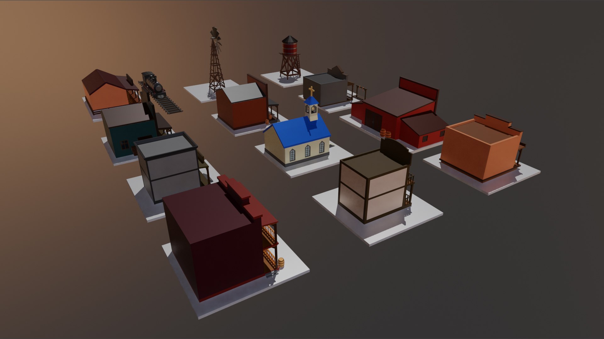 3D Model Low Poly Wild West - TurboSquid 2313857