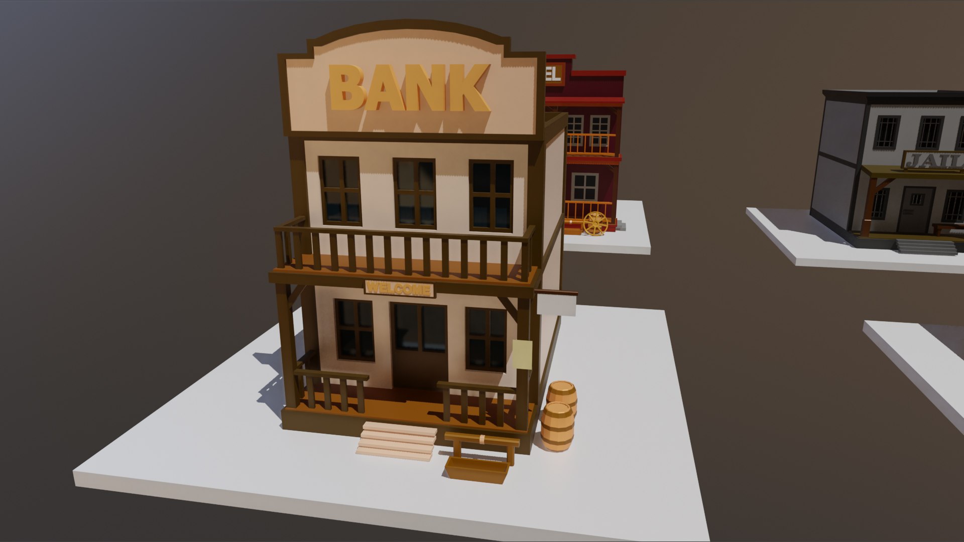 3D Model Low Poly Wild West - TurboSquid 2313857
