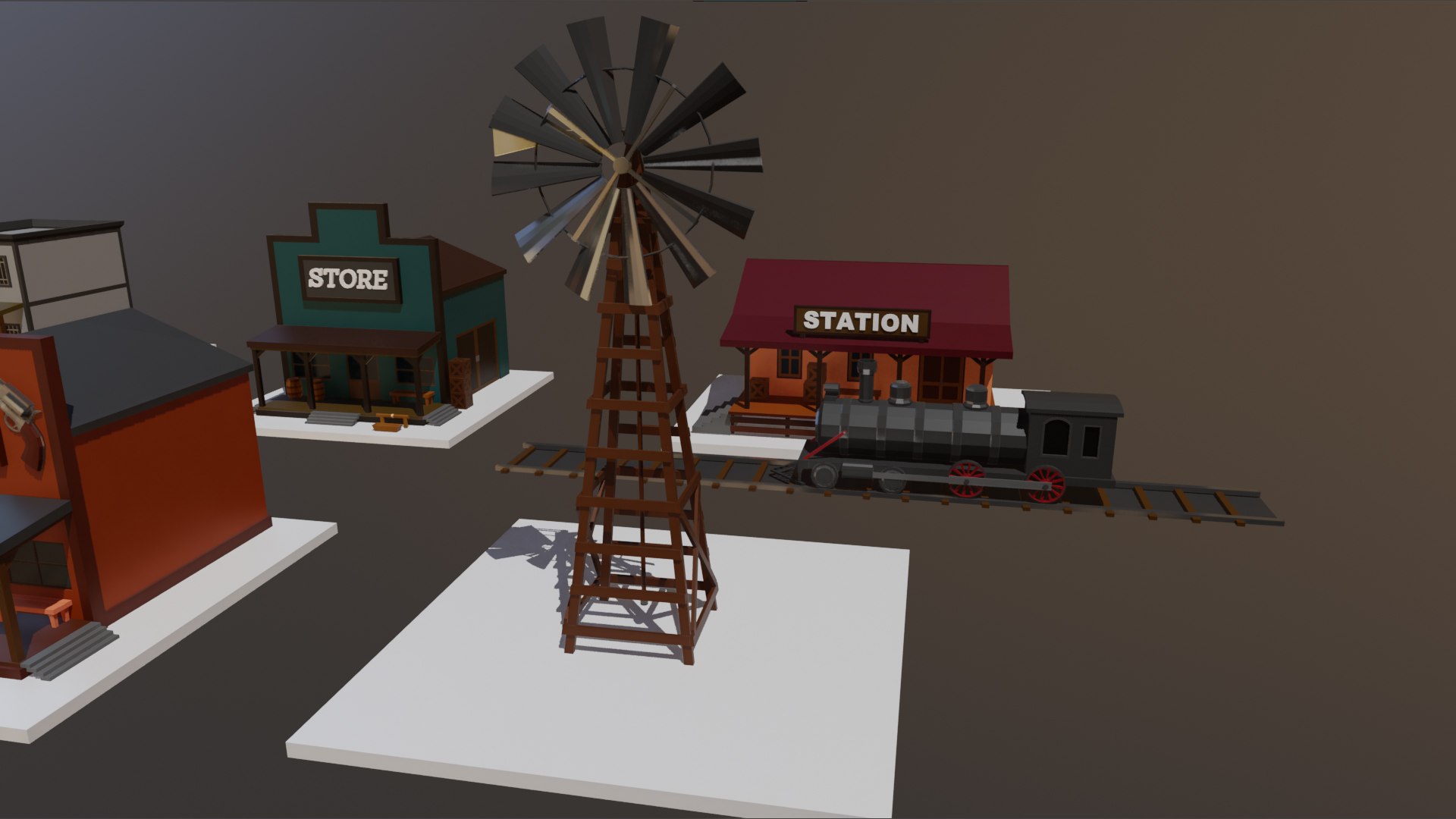 3D Model Low Poly Wild West - TurboSquid 2313857