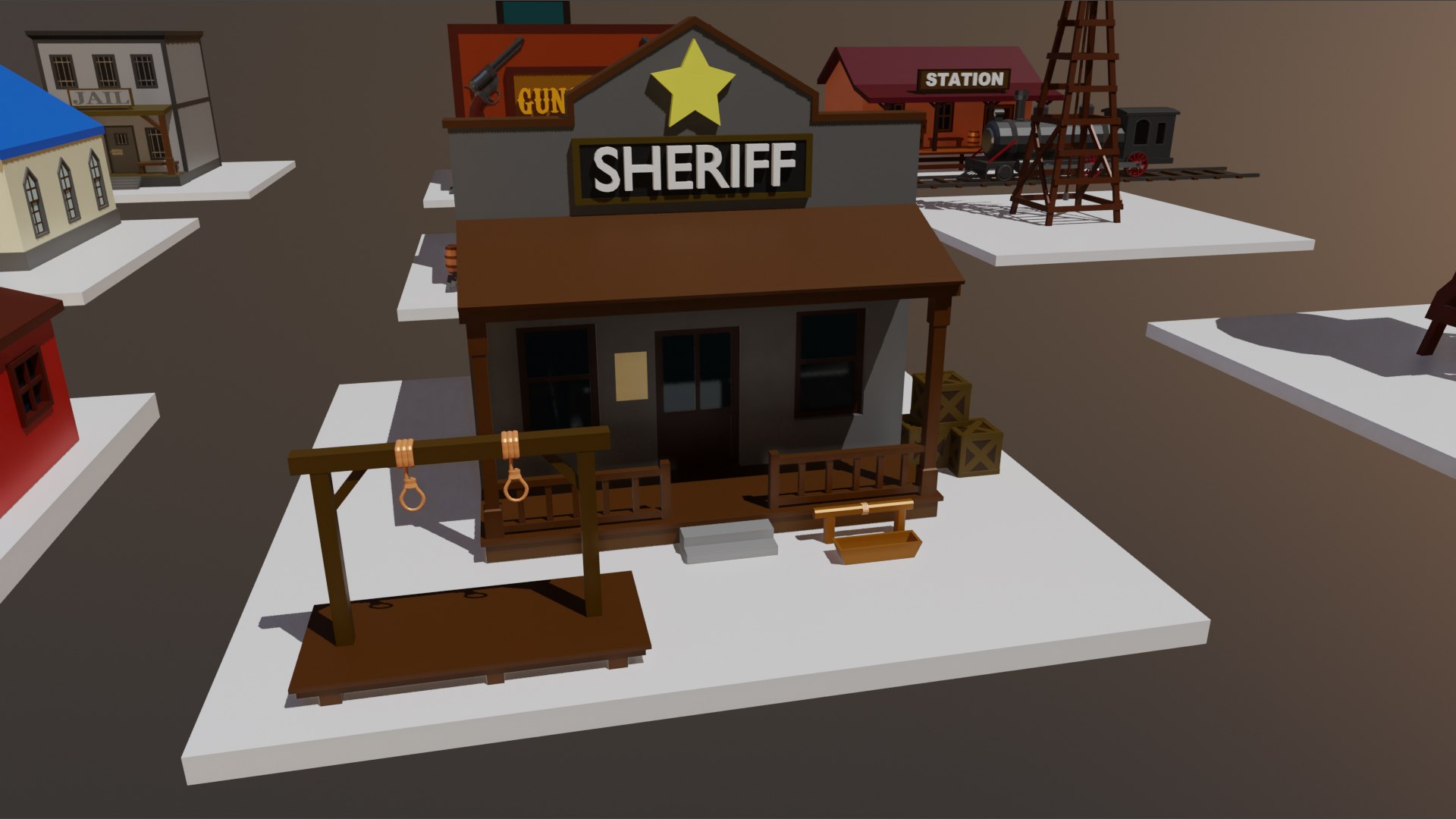 3D Model Low Poly Wild West - TurboSquid 2313857