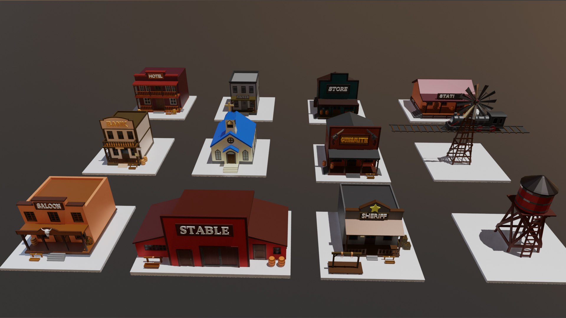 3D Model Low Poly Wild West - TurboSquid 2313857