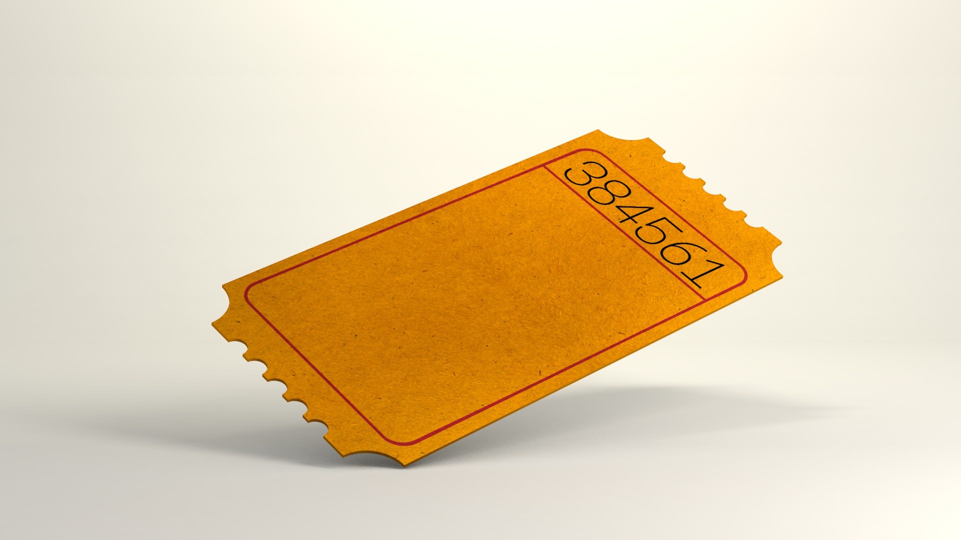 Orange Ticket Cardboard Coupon Pass 3D model - TurboSquid 1714987