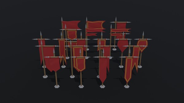 Low-poly cartoon medieval flags asset 3D - TurboSquid 1765291
