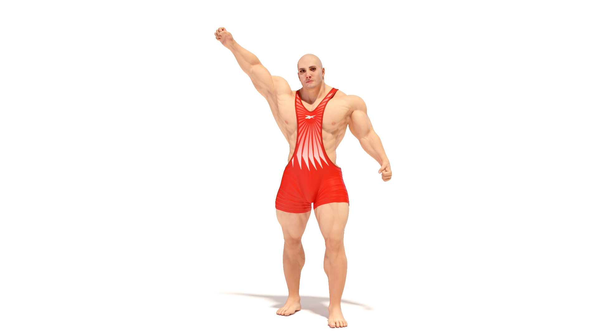3D Model Athlete Victory Pose In Reebok Red Leotard - TurboSquid 2312596