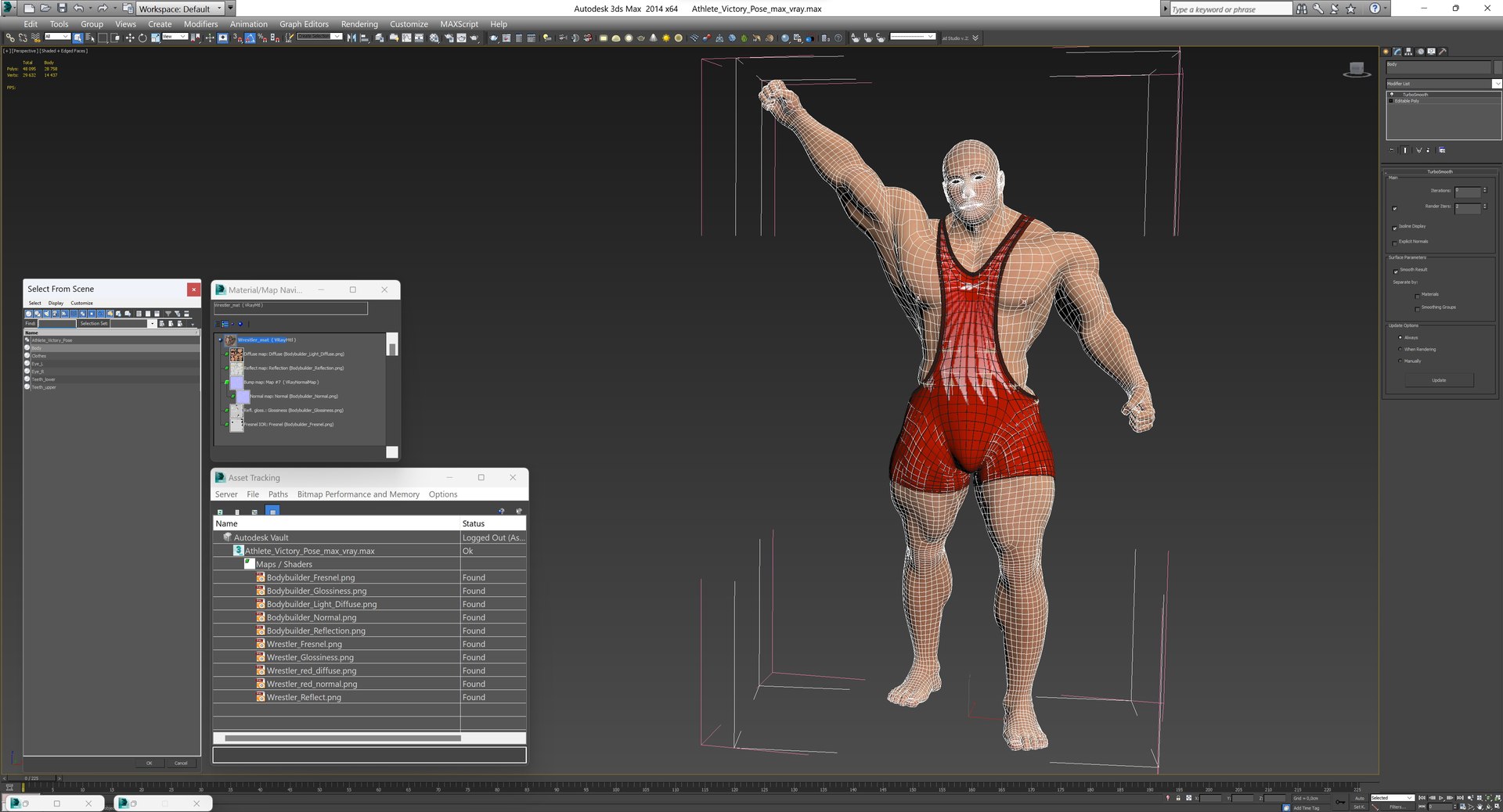 3D Model Athlete Victory Pose In Reebok Red Leotard - TurboSquid 2312596