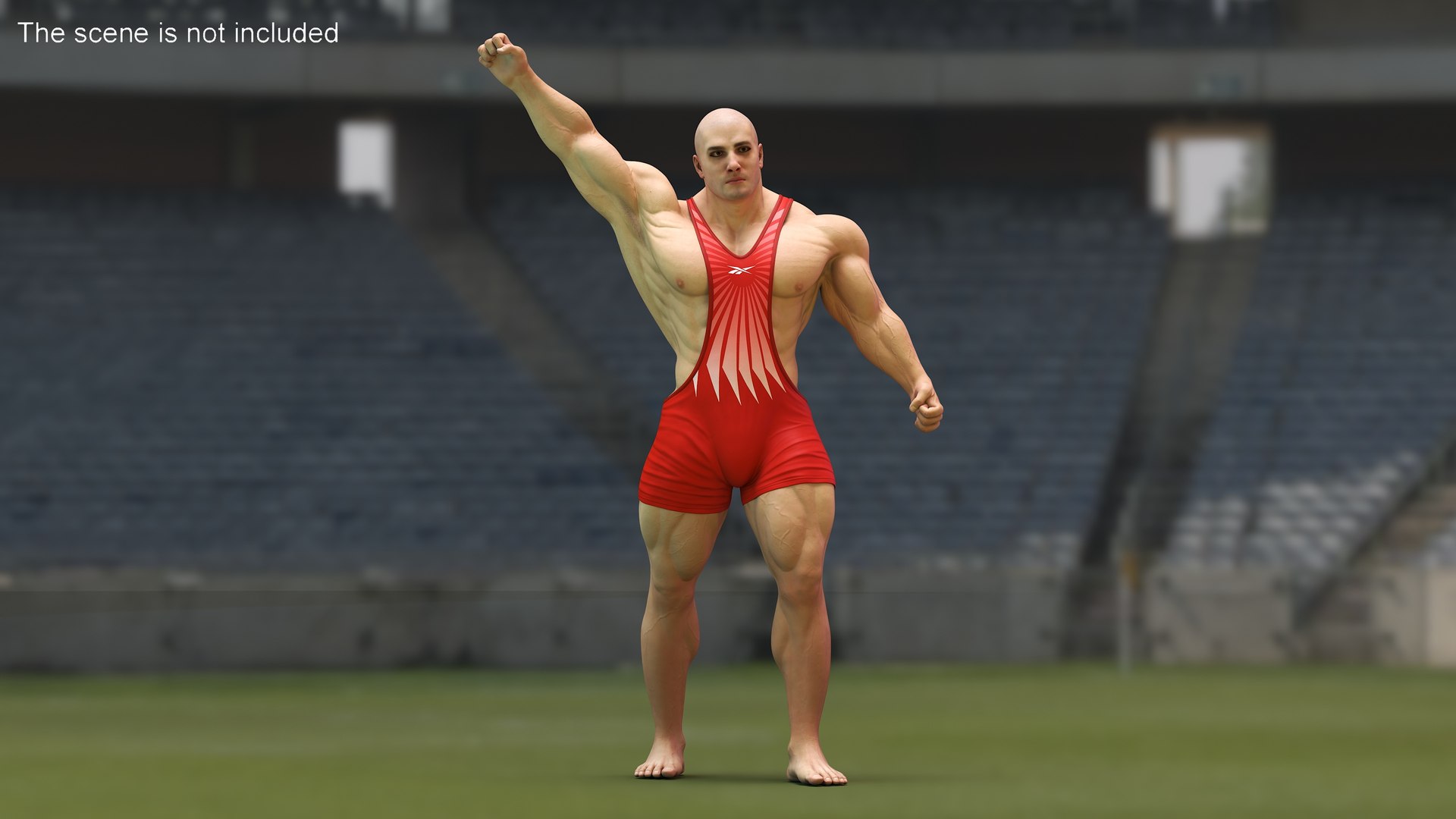 3D Model Athlete Victory Pose In Reebok Red Leotard - TurboSquid 2312596