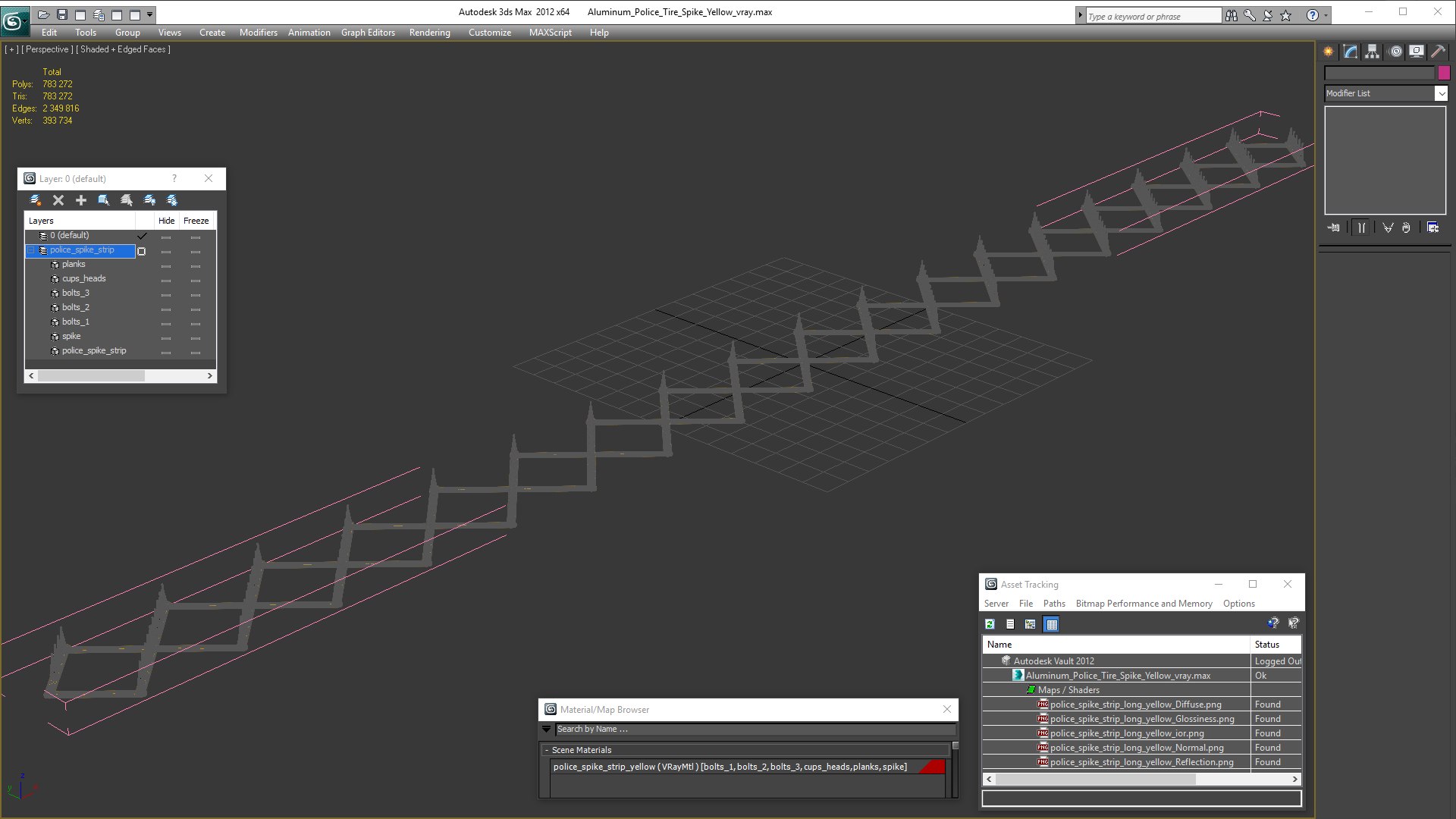 3D aluminum police tire spike - TurboSquid 1435771