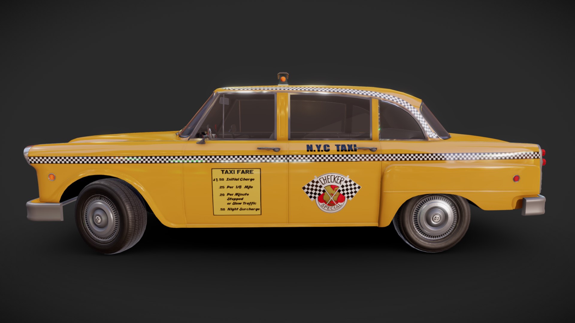 Vintage yellow taxi cab PBR 3D model - TurboSquid 1729051