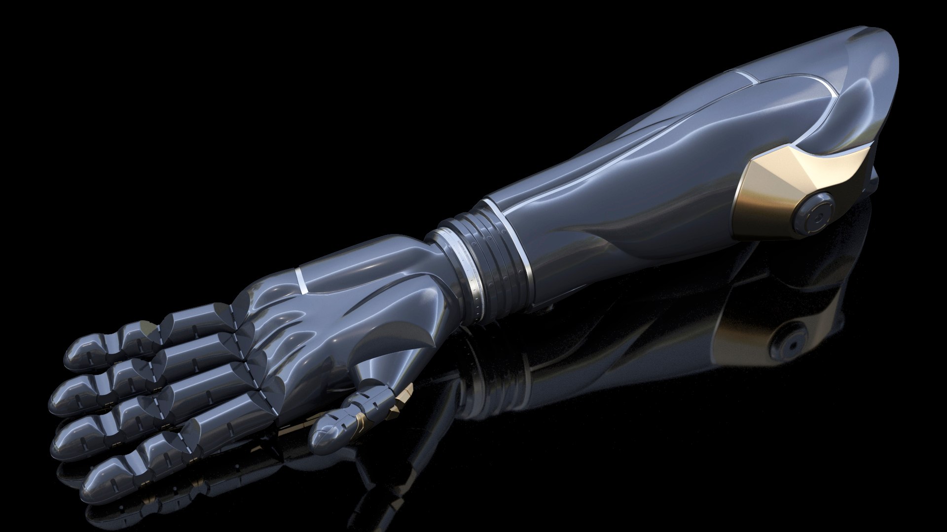3D Black Metal Prosthetic Arm Rigged - TurboSquid 2137120