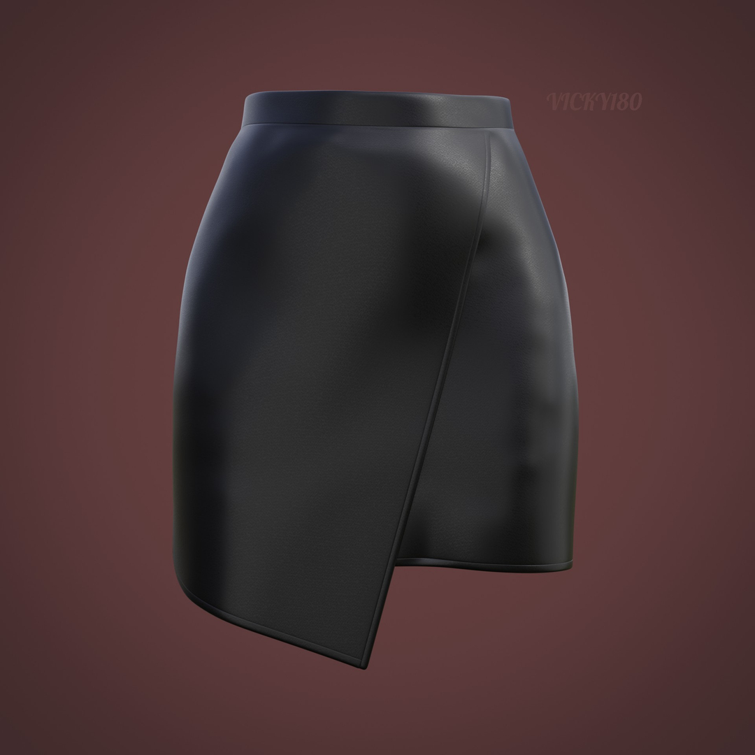 3D Asymmetrical Leather Mini Skirt 3D Model - TurboSquid 2321058