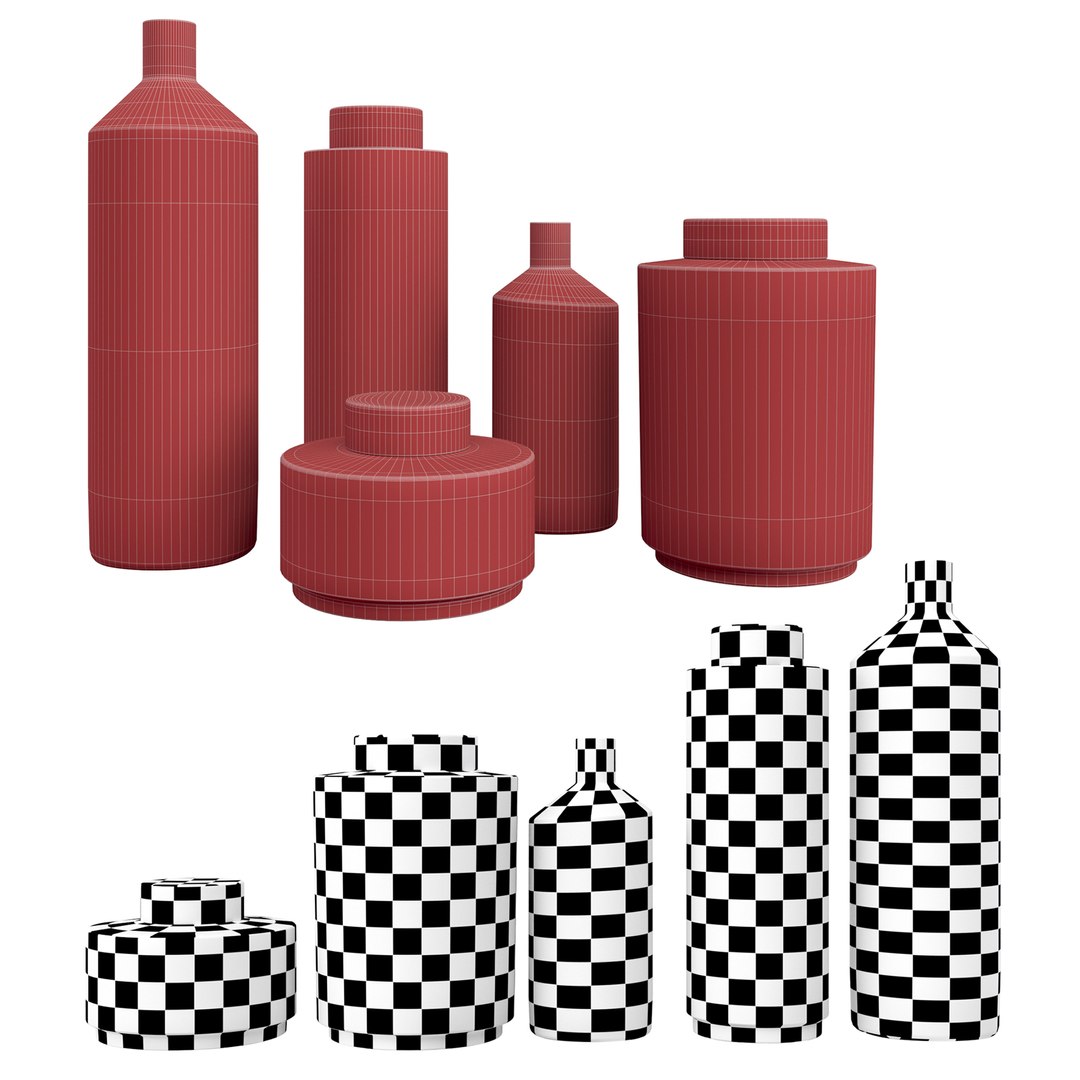 3D Set 5 Ceramic Pots Model - TurboSquid 2008525