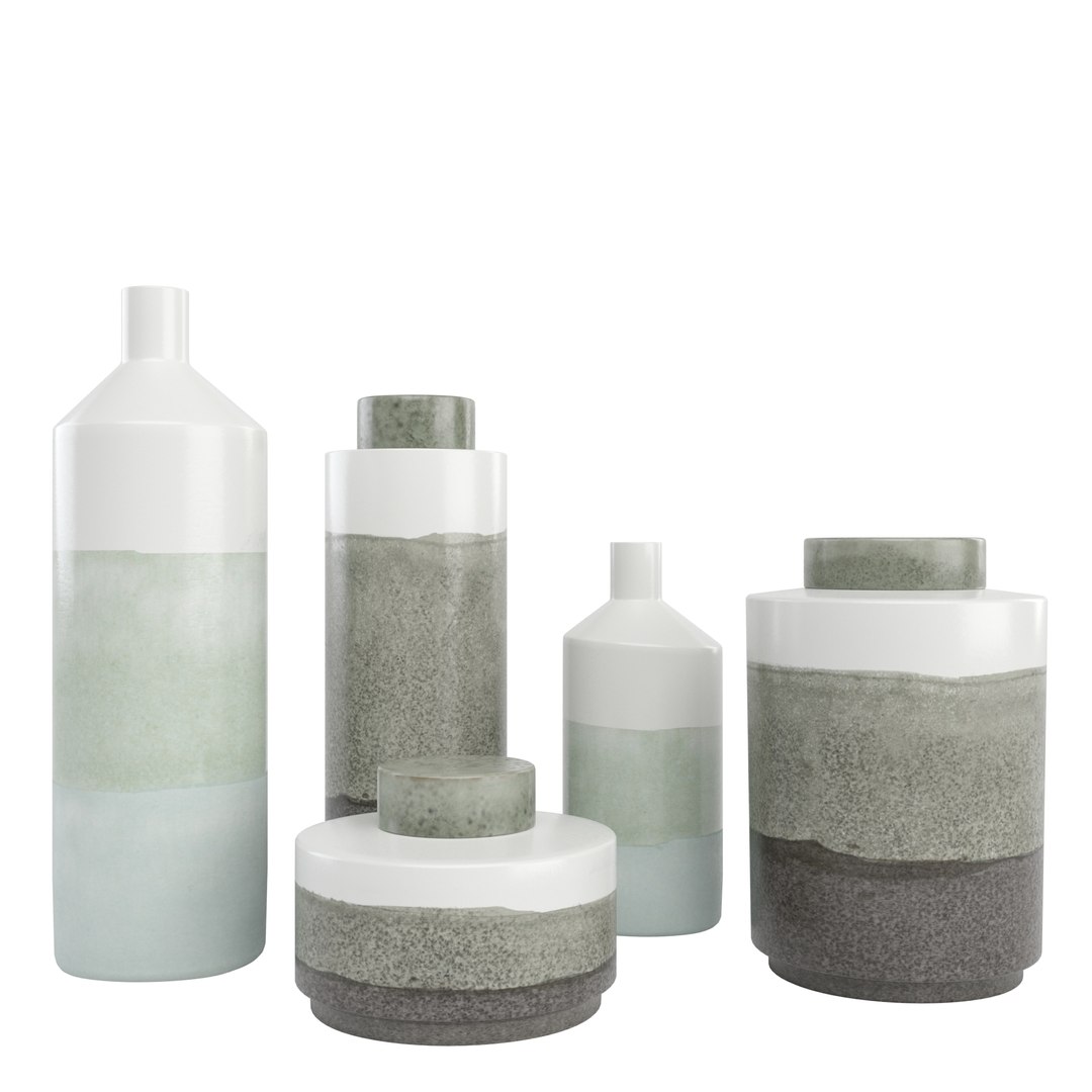 3D Set 5 Ceramic Pots Model - TurboSquid 2008525