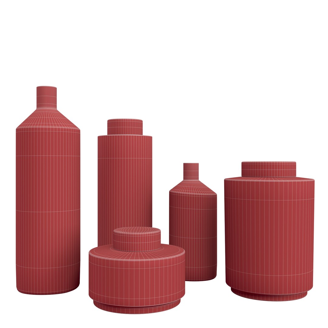 3D Set 5 Ceramic Pots Model - TurboSquid 2008525
