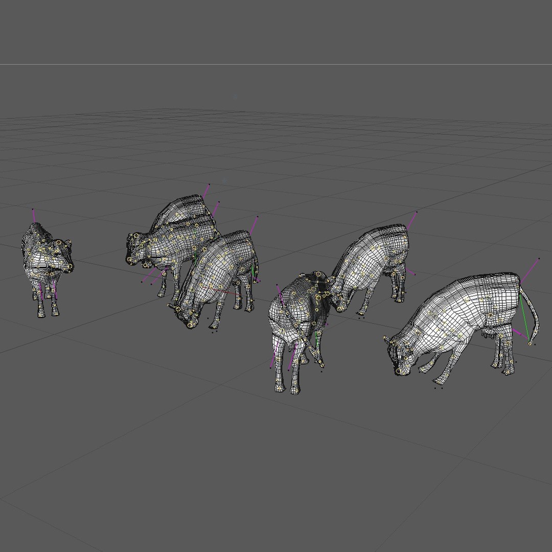 3D Group Cows Eating Grass - TurboSquid 1152710