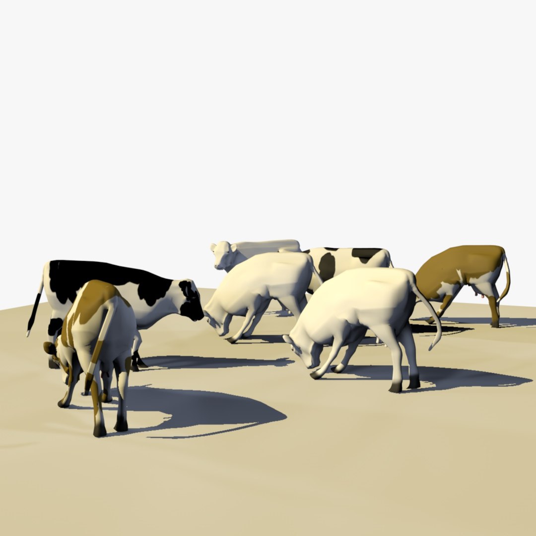 3D Group Cows Eating Grass - TurboSquid 1152710
