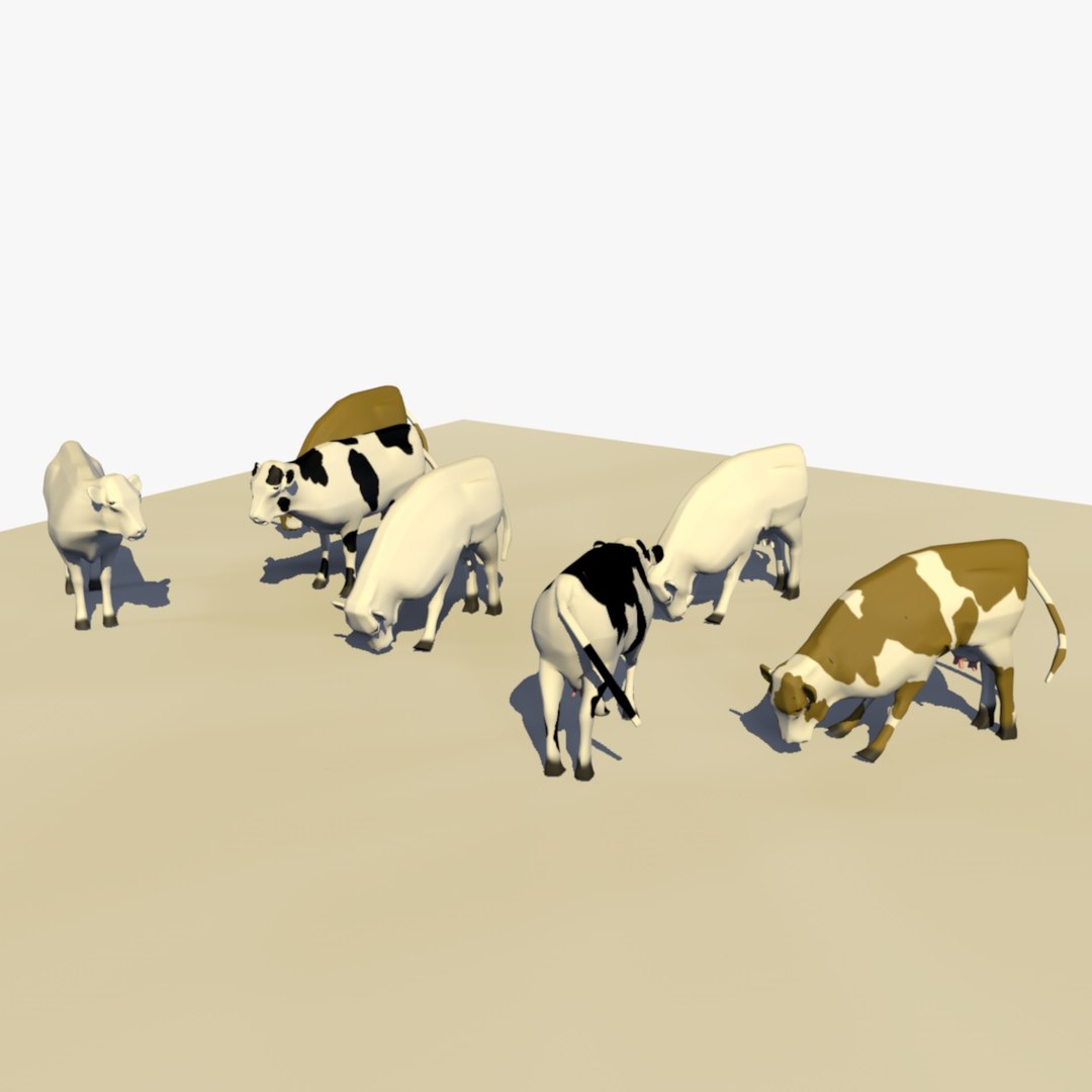 3D Group Cows Eating Grass - TurboSquid 1152710
