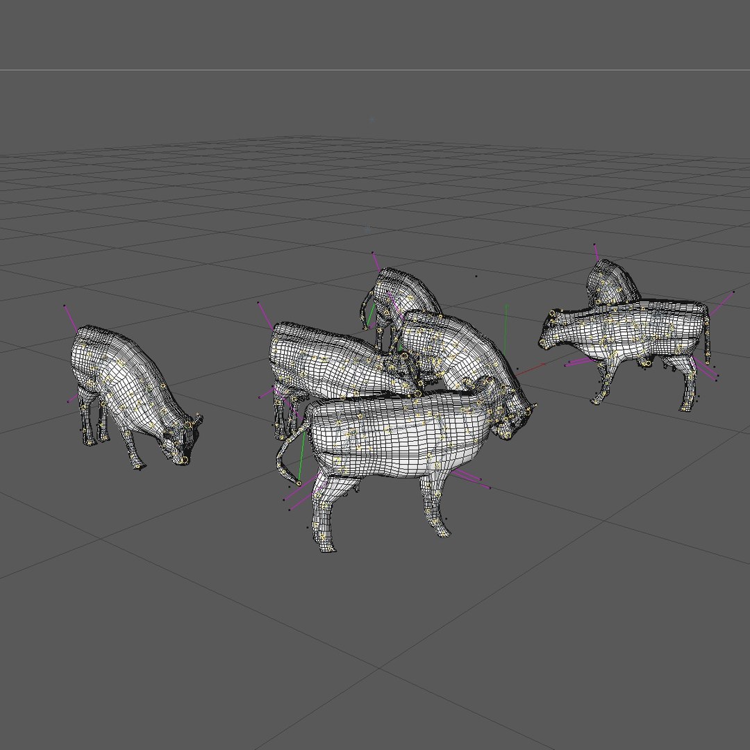 3D Group Cows Eating Grass - TurboSquid 1152710