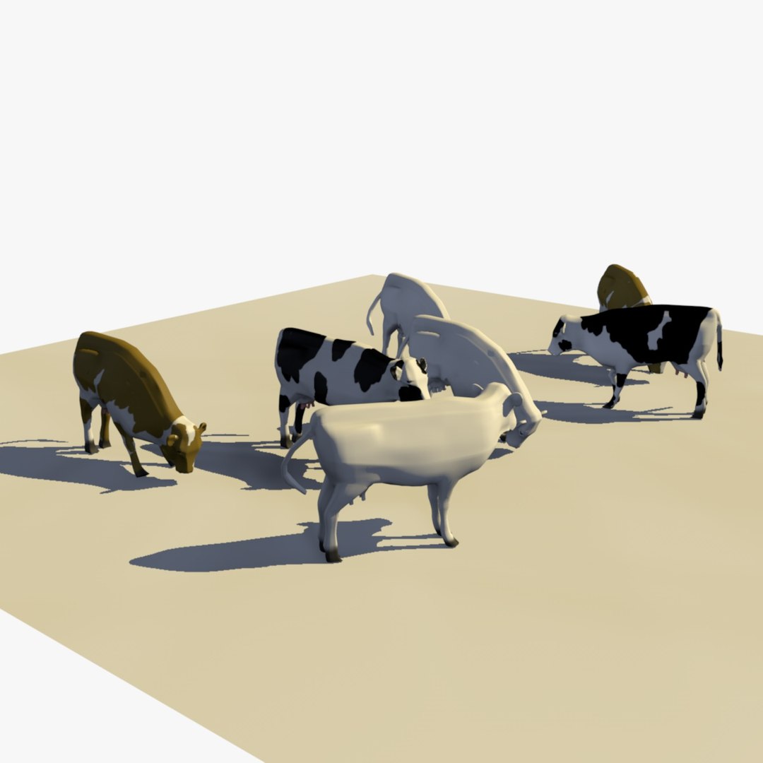 3D Group Cows Eating Grass - TurboSquid 1152710