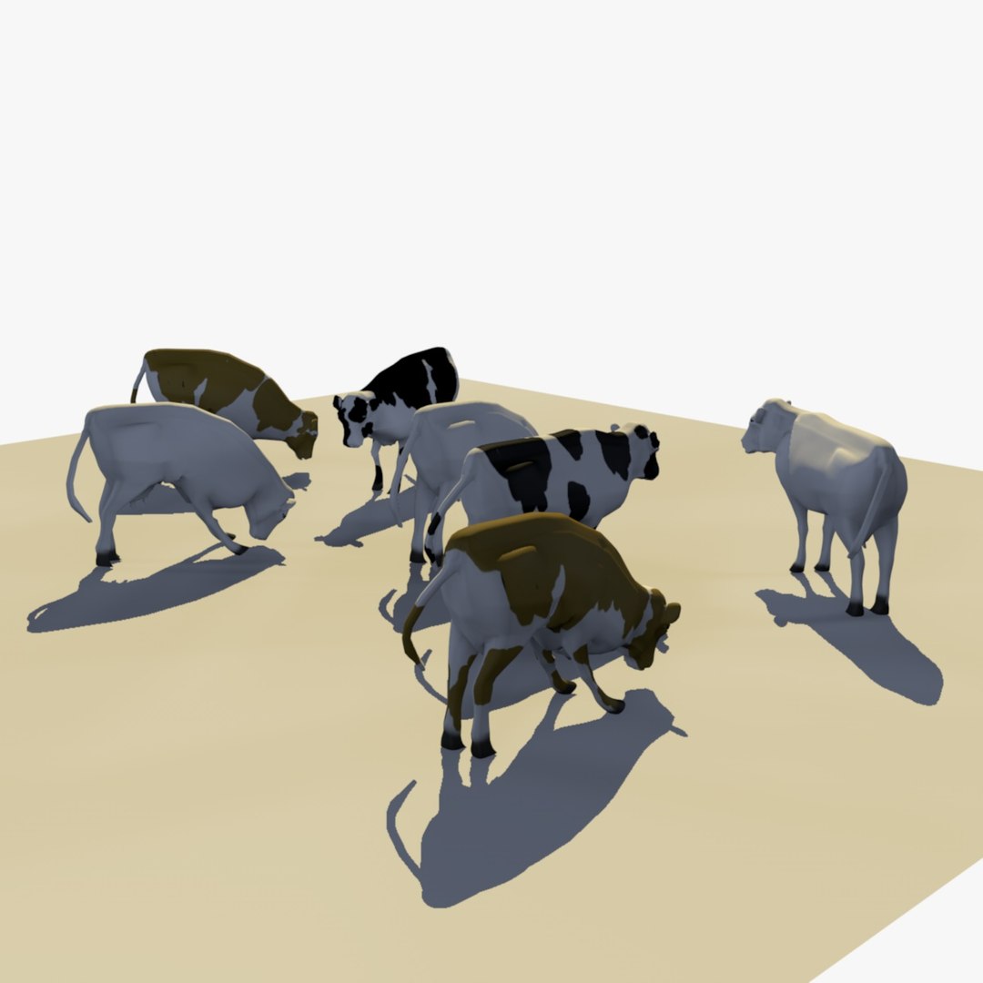 3D Group Cows Eating Grass - TurboSquid 1152710