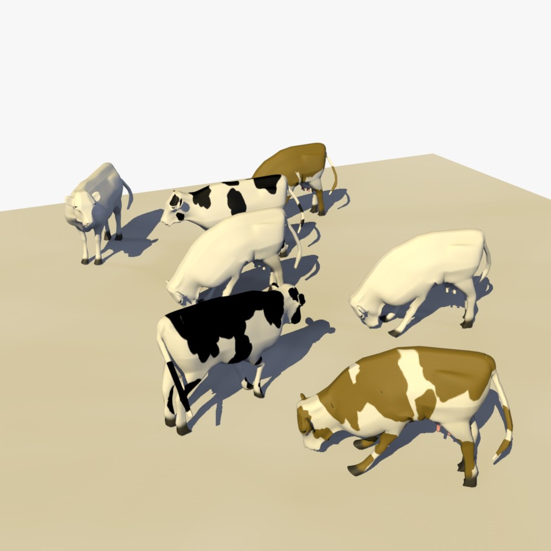 3D Group Cows Eating Grass - TurboSquid 1152710