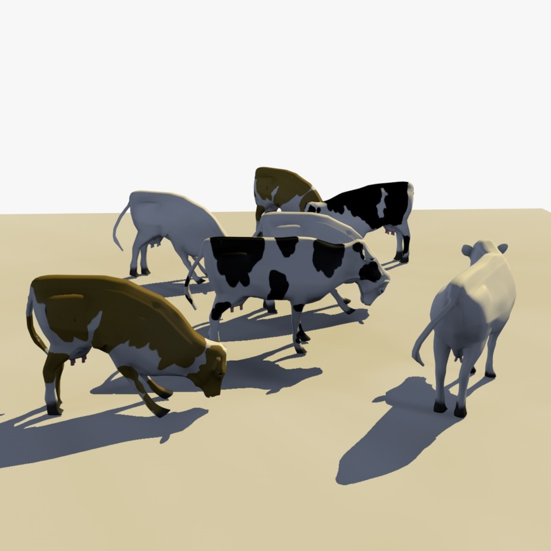 3D Group Cows Eating Grass - TurboSquid 1152710