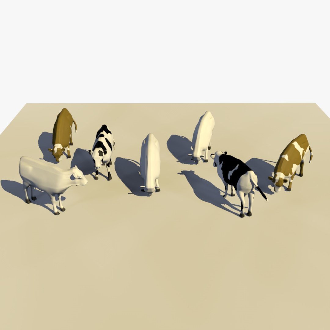 3D Group Cows Eating Grass - TurboSquid 1152710