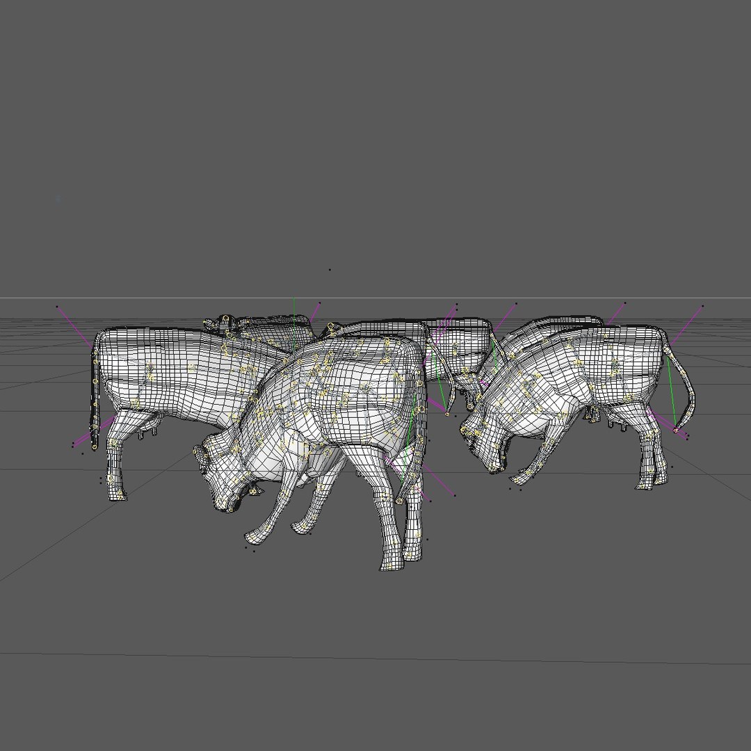 3D Group Cows Eating Grass - TurboSquid 1152710