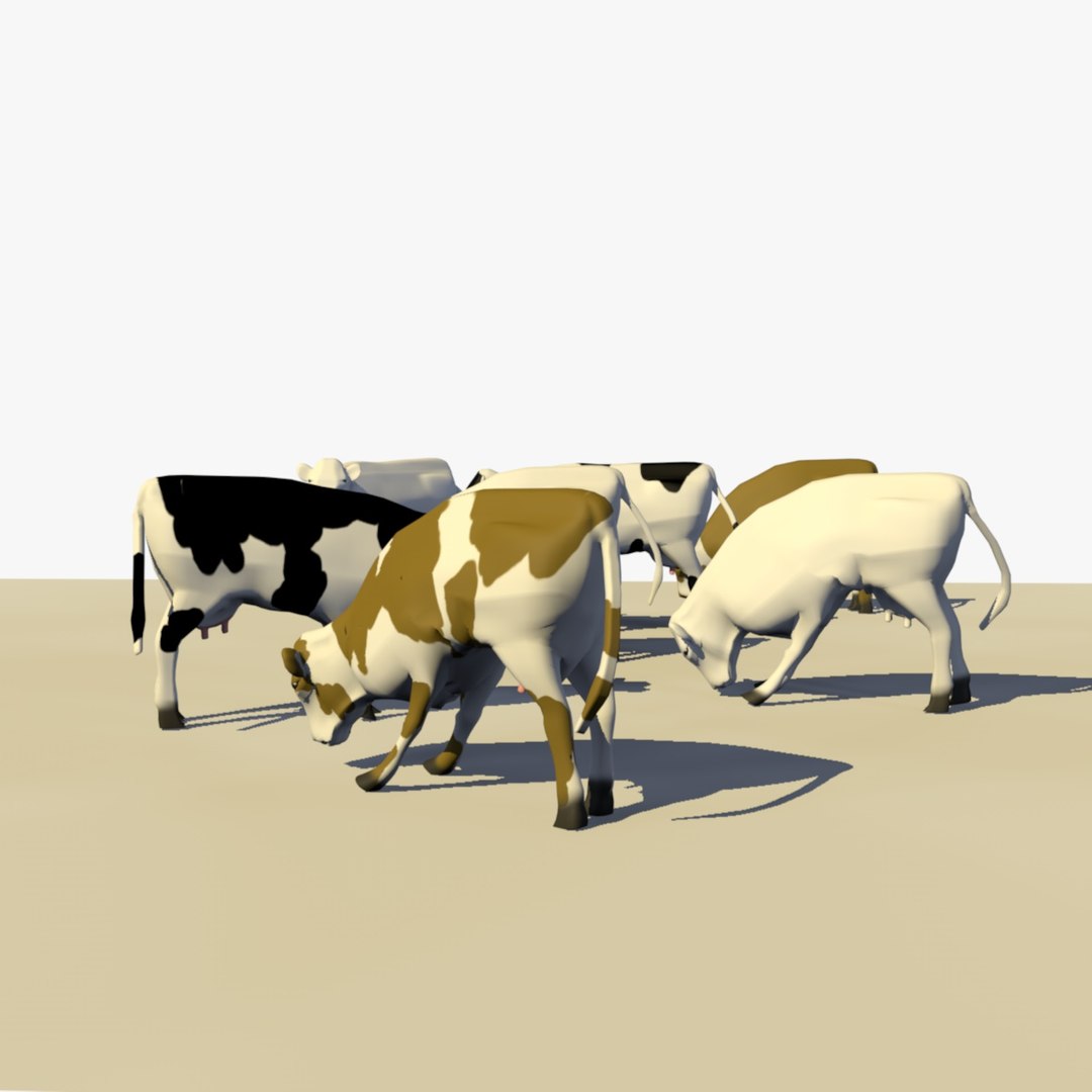 3D Group Cows Eating Grass - TurboSquid 1152710