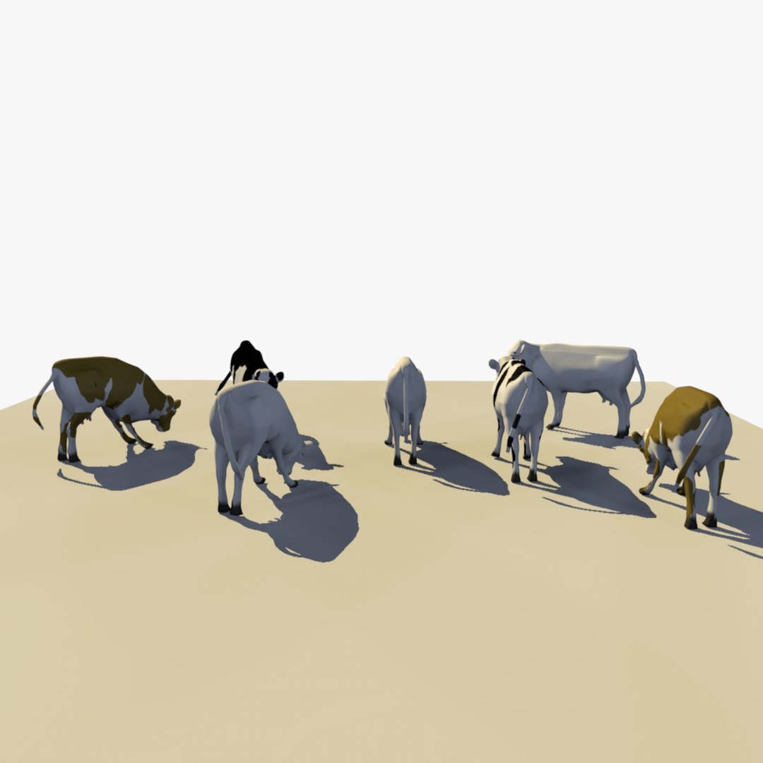 3D Group Cows Eating Grass - TurboSquid 1152710