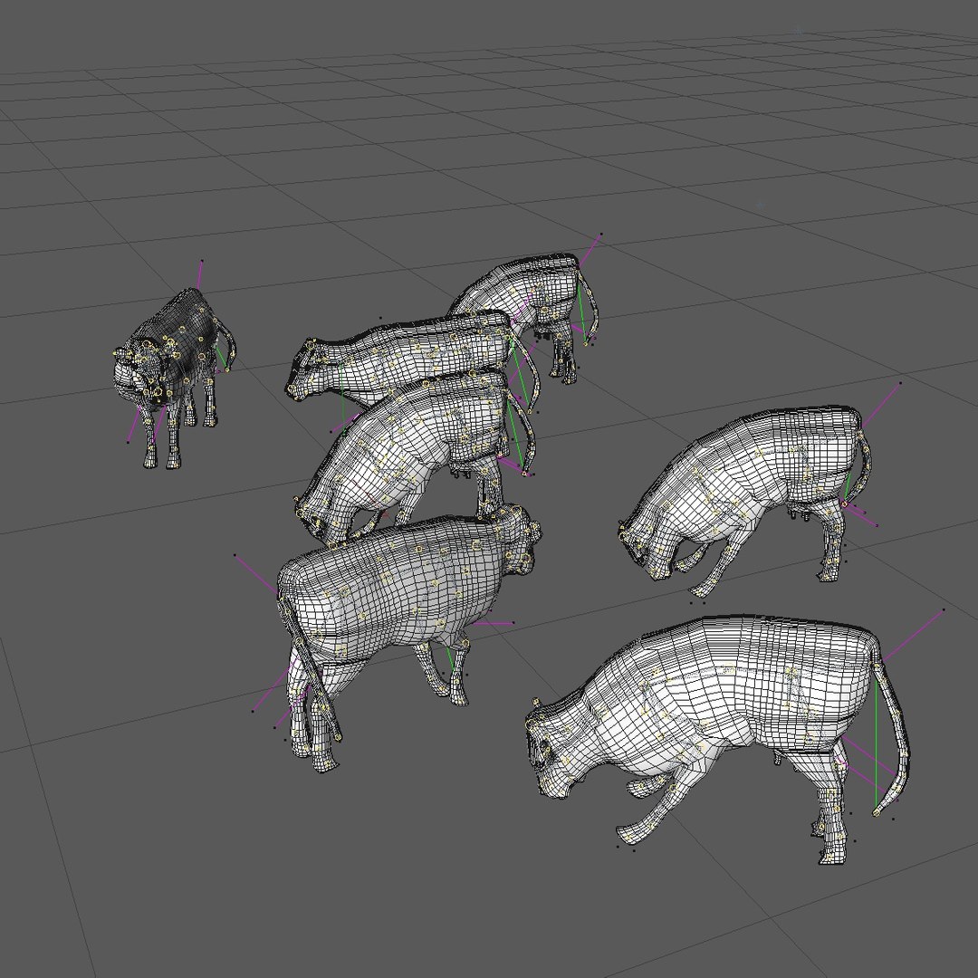 3D Group Cows Eating Grass - TurboSquid 1152710