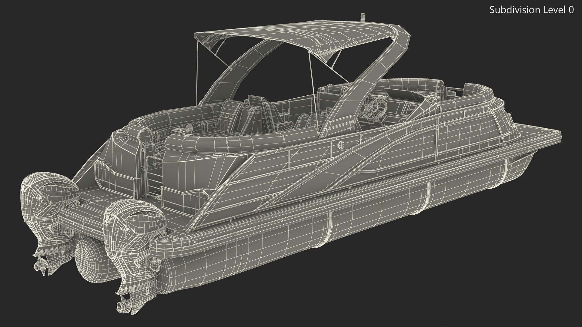 3D Modern Pontoon Boat Blue Rigged Model - TurboSquid 2270166