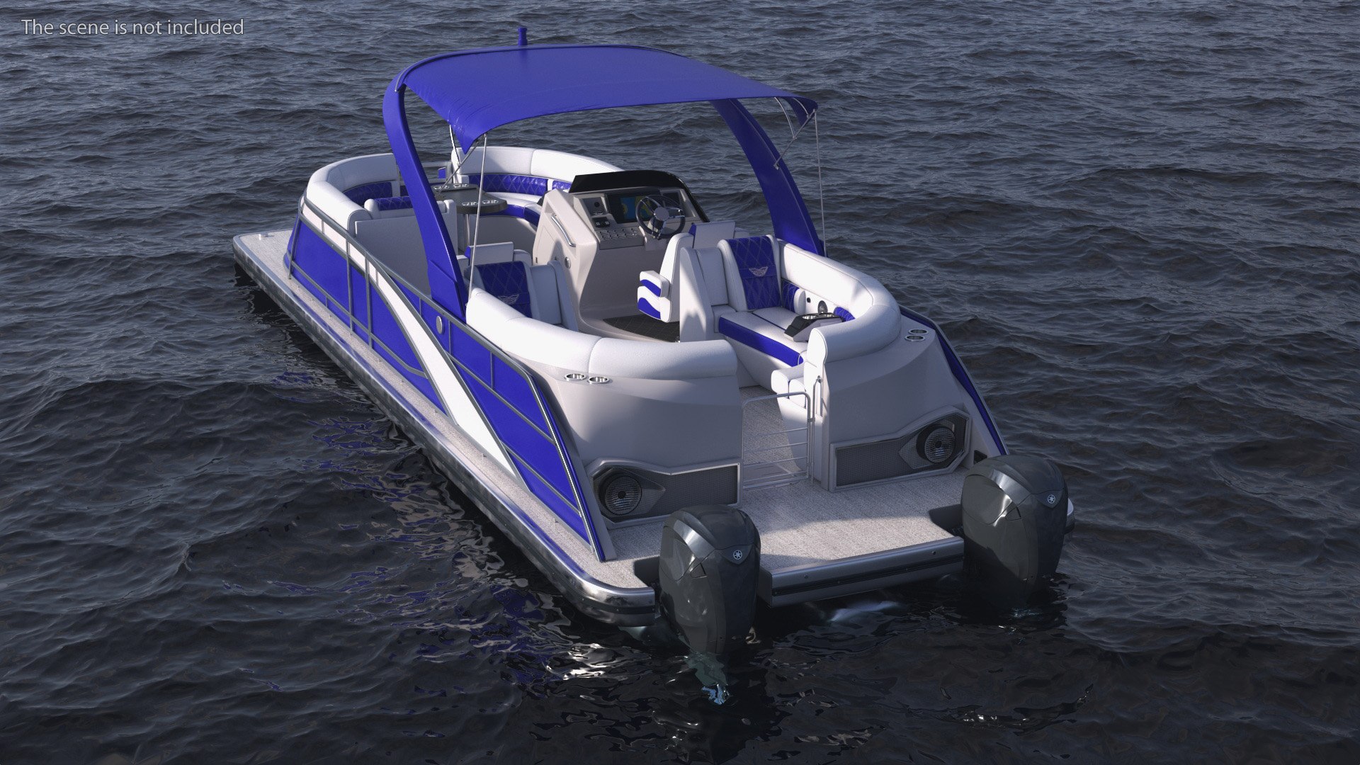 3D Modern Pontoon Boat Blue Rigged Model - TurboSquid 2270166
