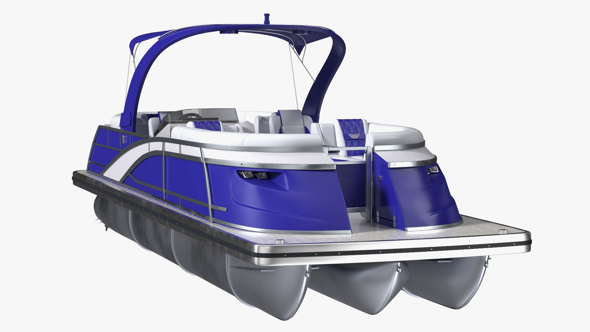 3D Modern Pontoon Boat Blue Rigged Model - TurboSquid 2270166