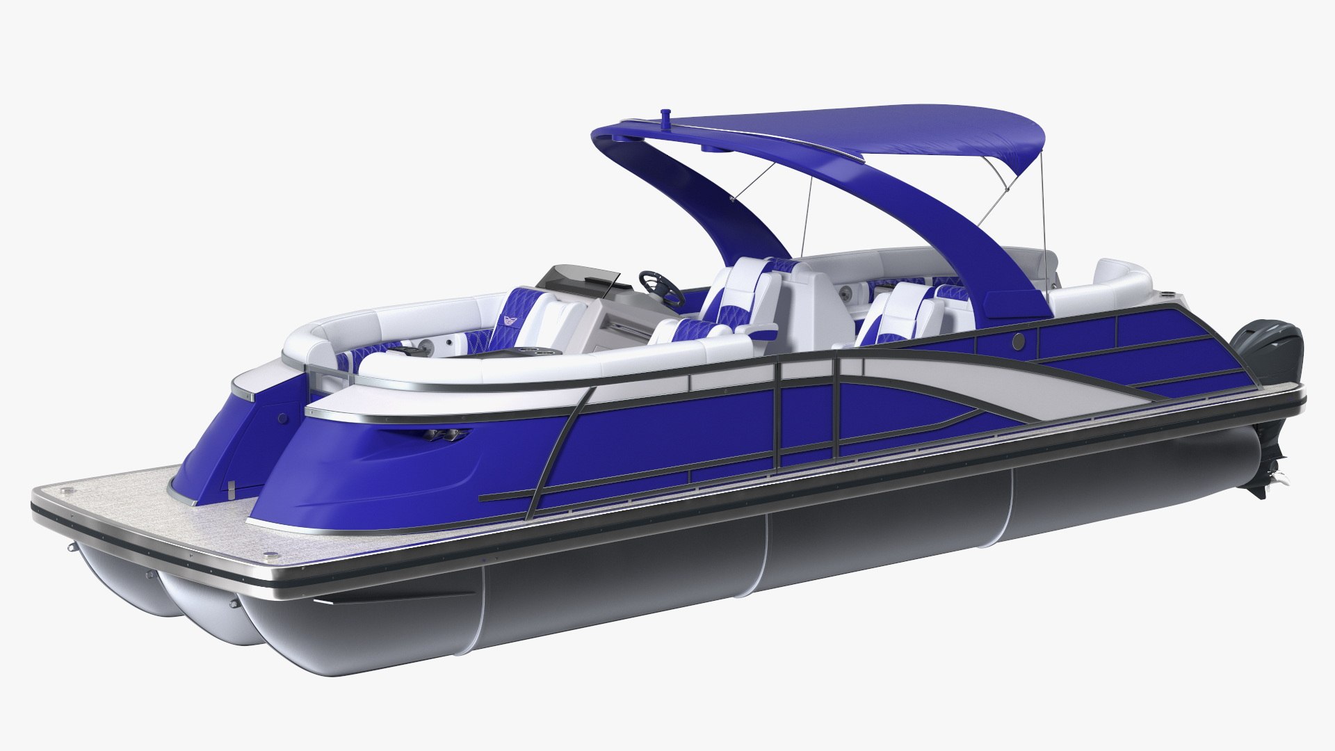 3D Modern Pontoon Boat Blue Rigged Model - TurboSquid 2270166