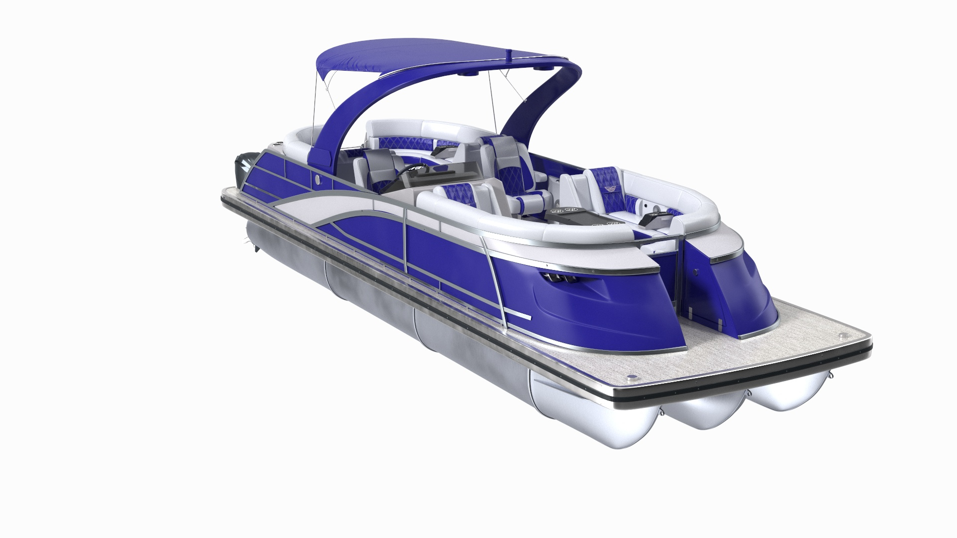 3D Modern Pontoon Boat Blue Rigged Model - TurboSquid 2270166