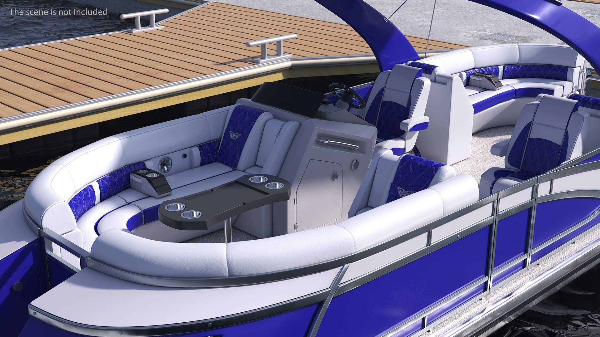 3D Modern Pontoon Boat Blue Rigged Model - TurboSquid 2270166