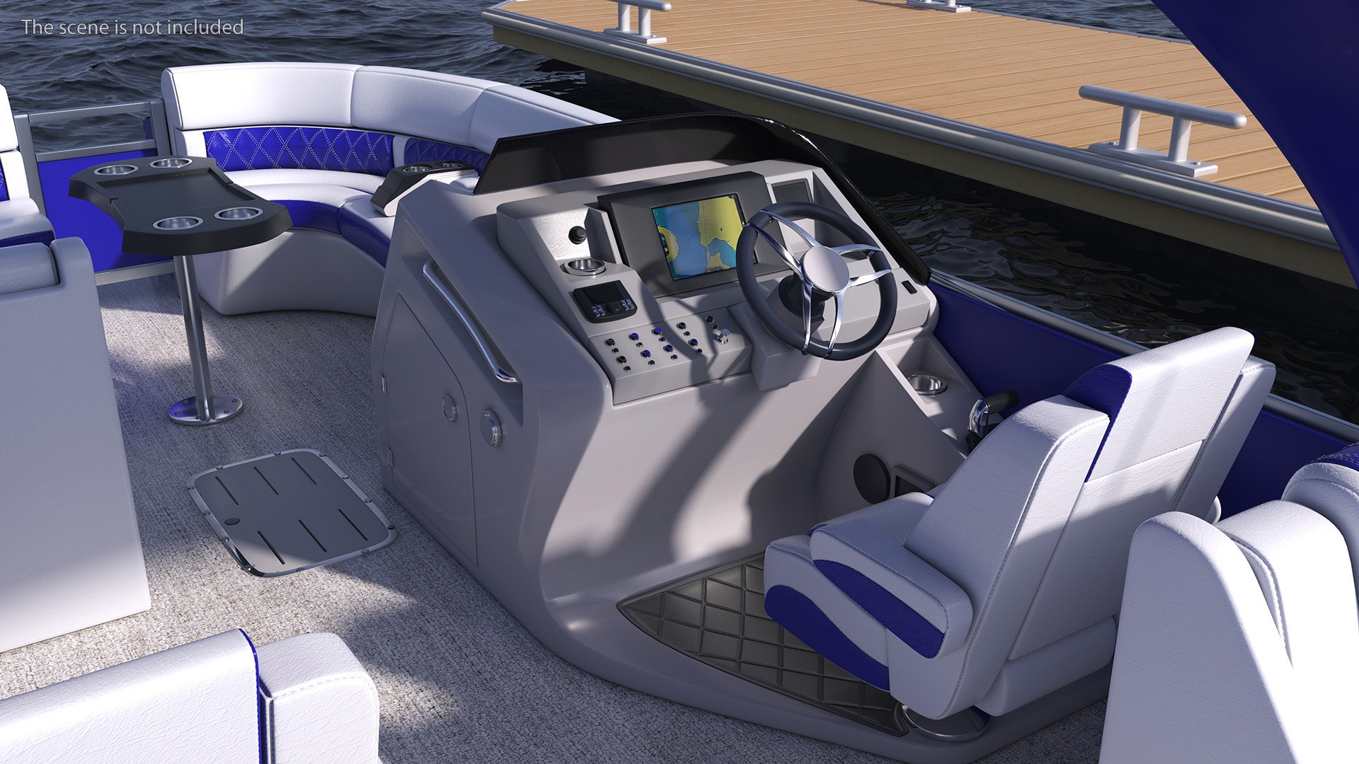 3D Modern Pontoon Boat Blue Rigged Model - TurboSquid 2270166