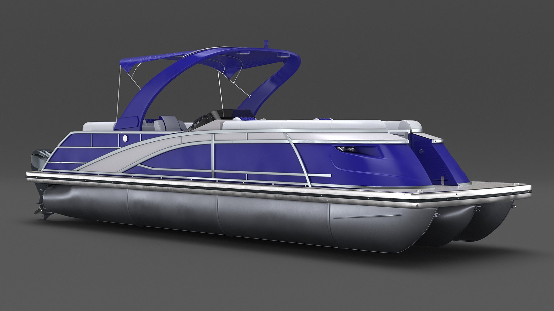 3D Modern Pontoon Boat Blue Rigged Model - TurboSquid 2270166