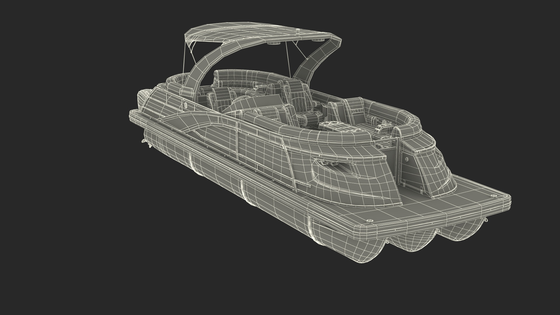 3D Modern Pontoon Boat Blue Rigged Model - TurboSquid 2270166