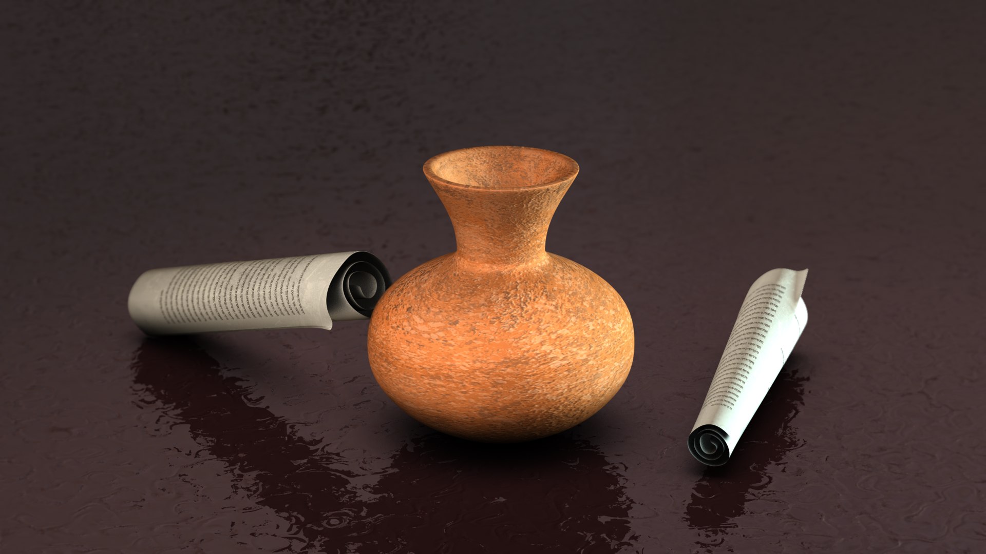 3d Ancient Scrolls Clay Jar Model
