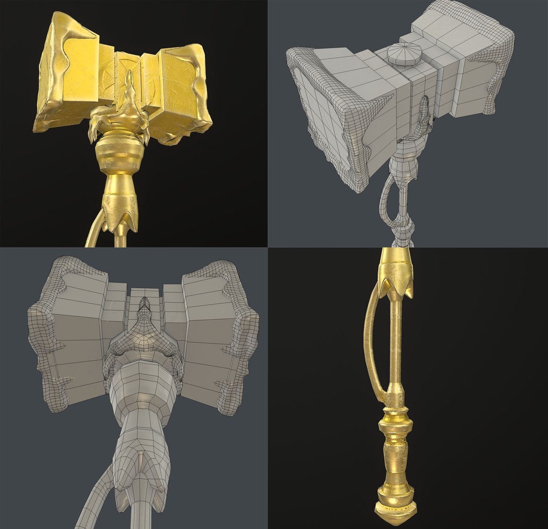3D Golden Warhammer - TurboSquid 1879116