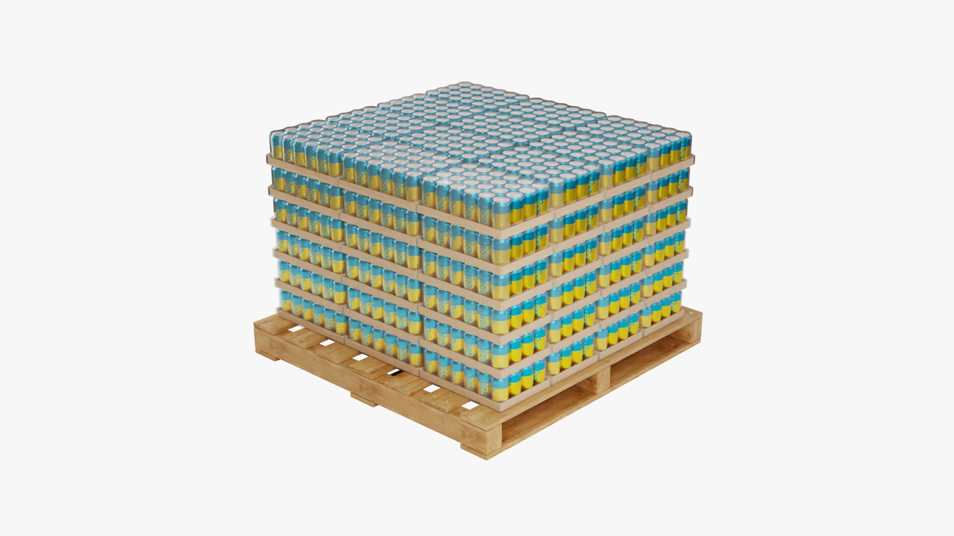 3D Model Wooden Pallet With Blue Soda Cans - TurboSquid 2098129