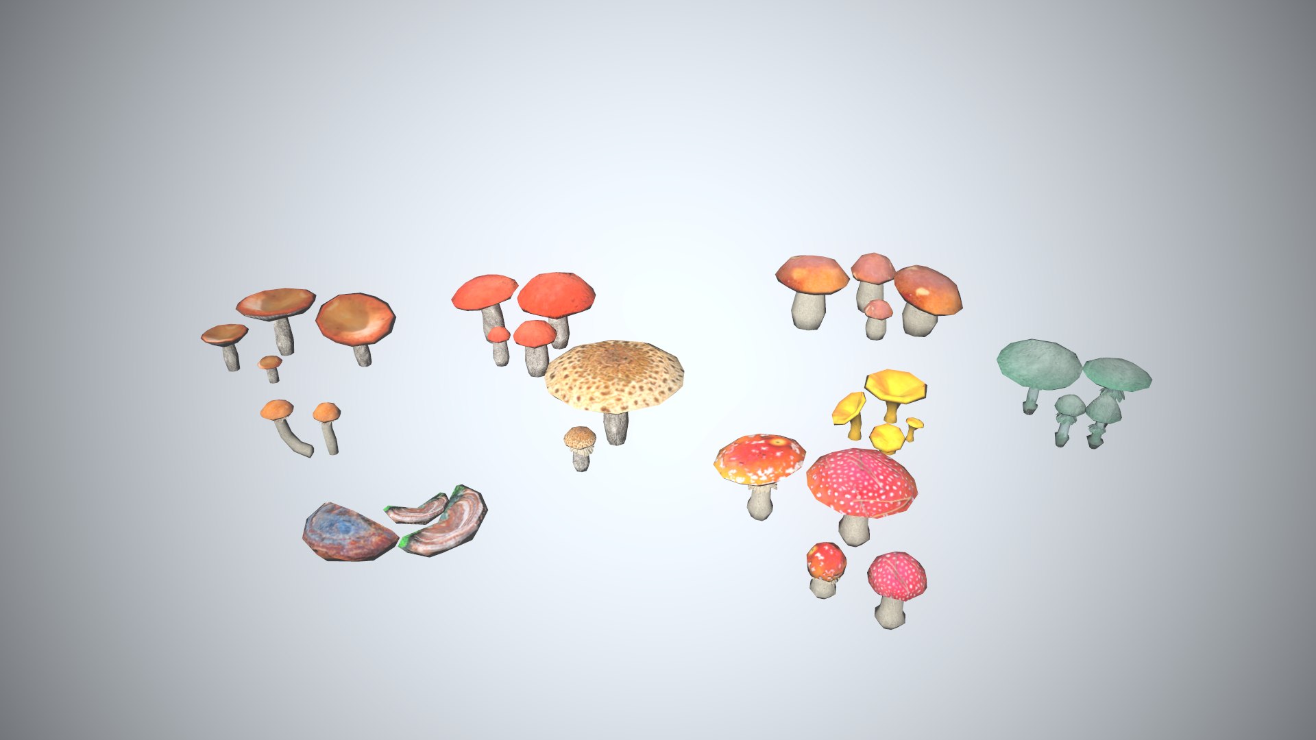 3D Model Mushroom Collection Low-poly - TurboSquid 1914403