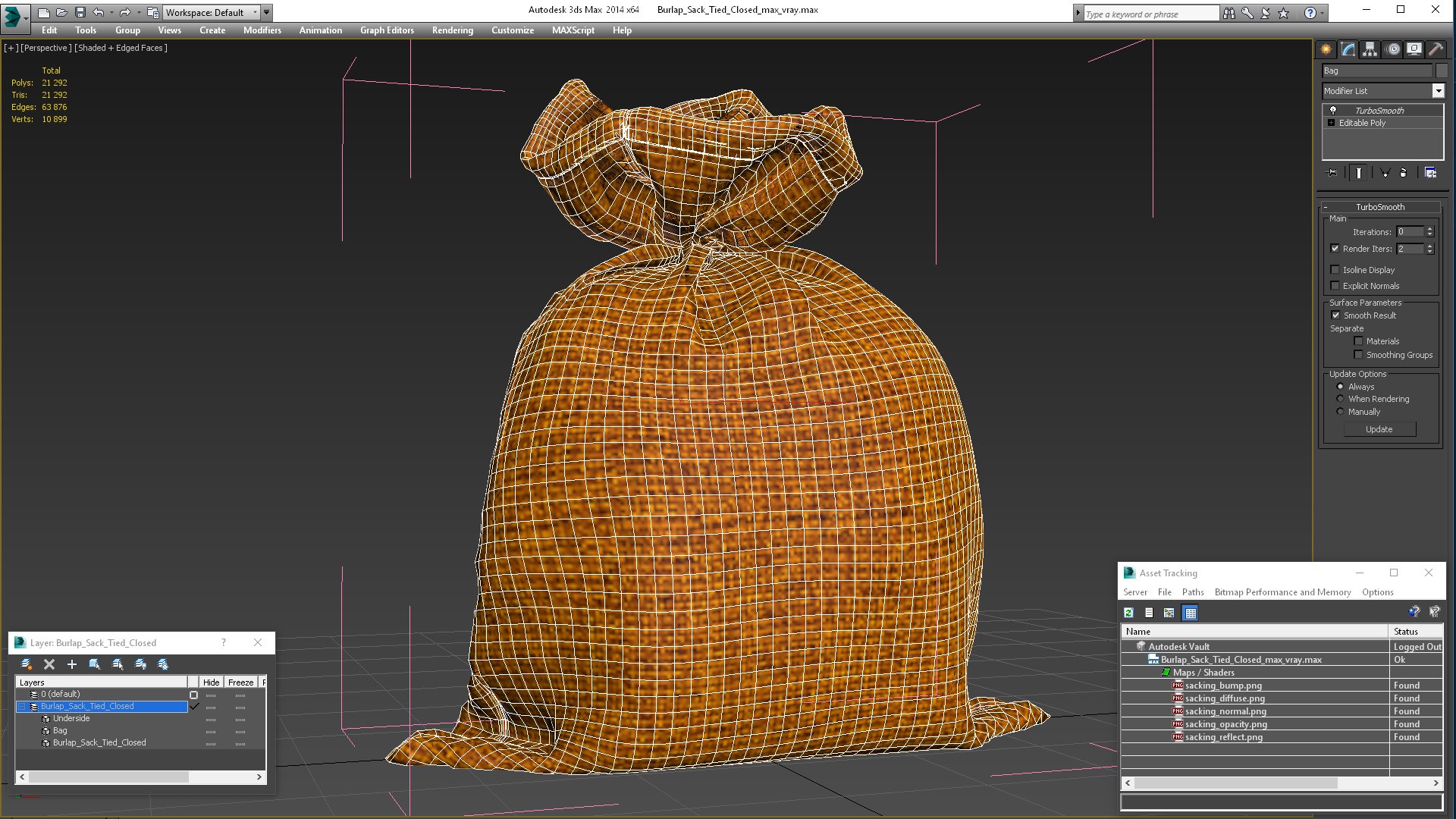 Burlap Sack Tied Closed 3D Model - TurboSquid 2220555