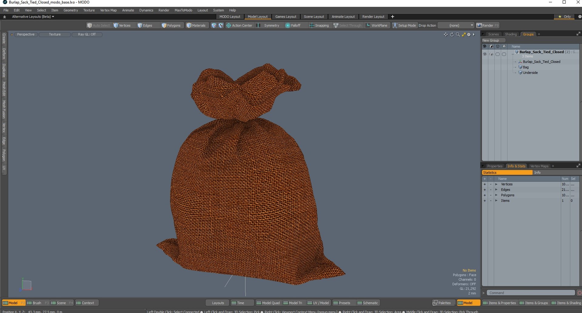 Burlap Sack Tied Closed 3D Model - TurboSquid 2220555