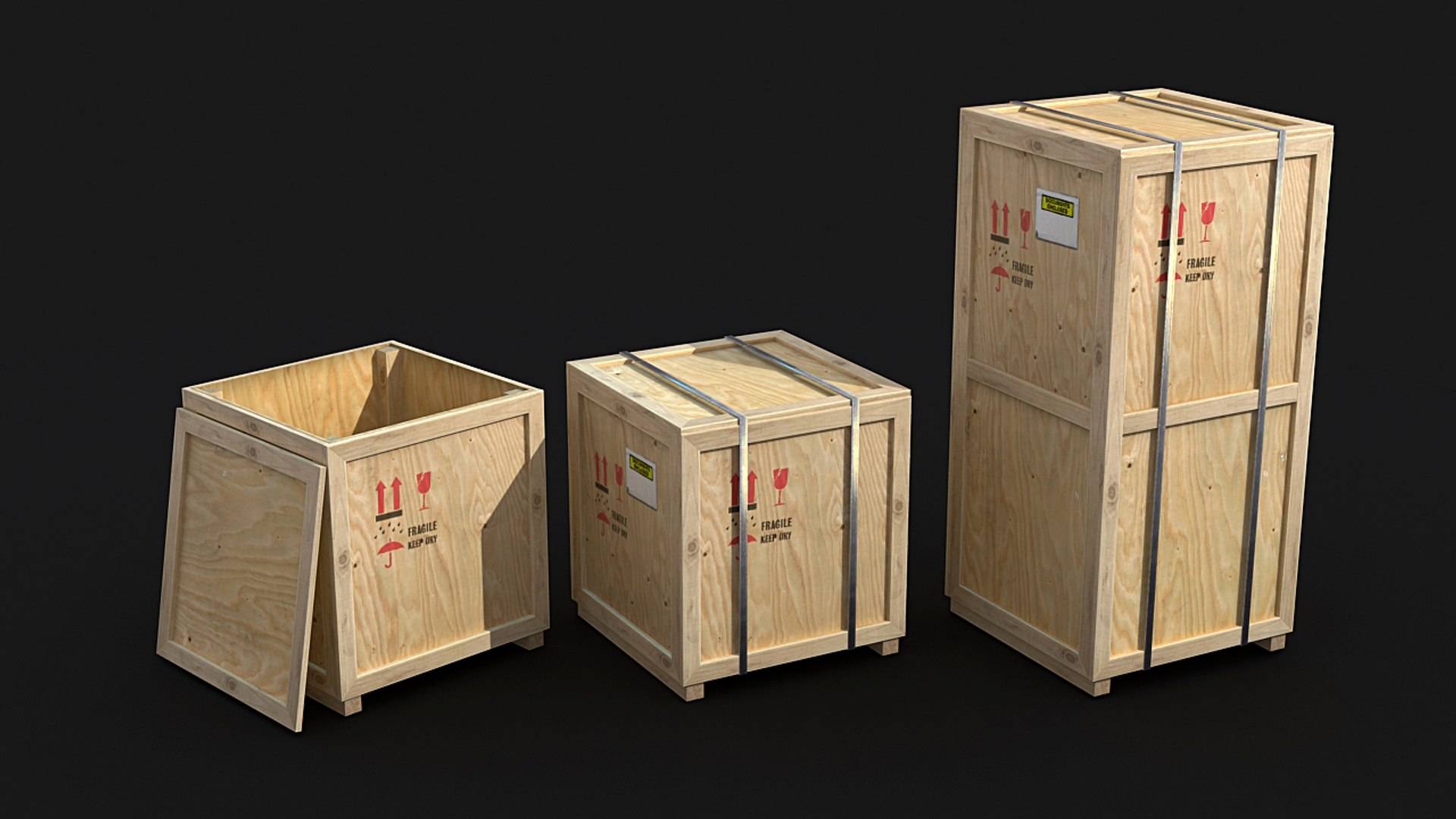 3d wood crates model