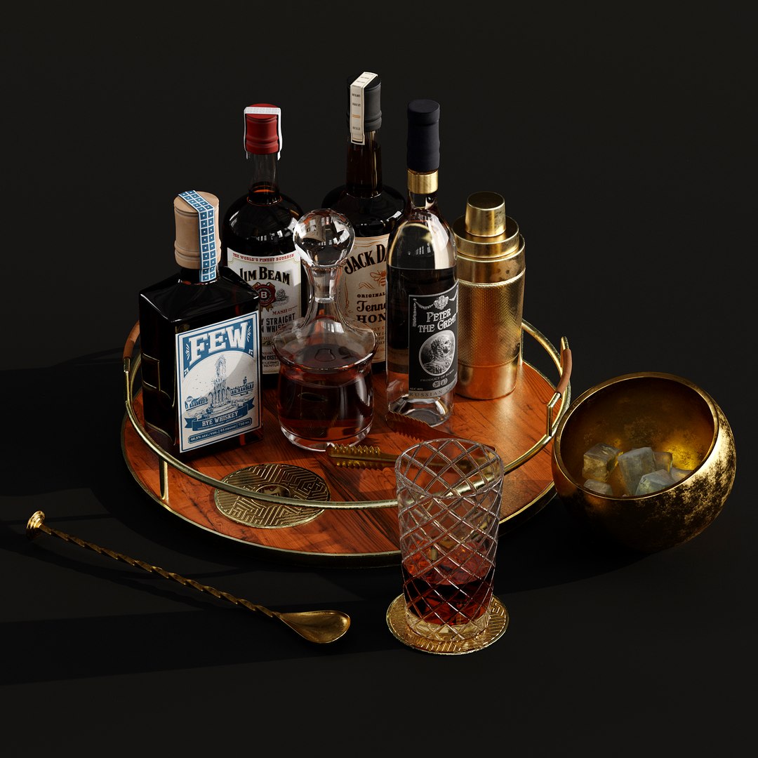 Collection Of Alcoholic Drinks Set 1 3D Model - TurboSquid 1914100