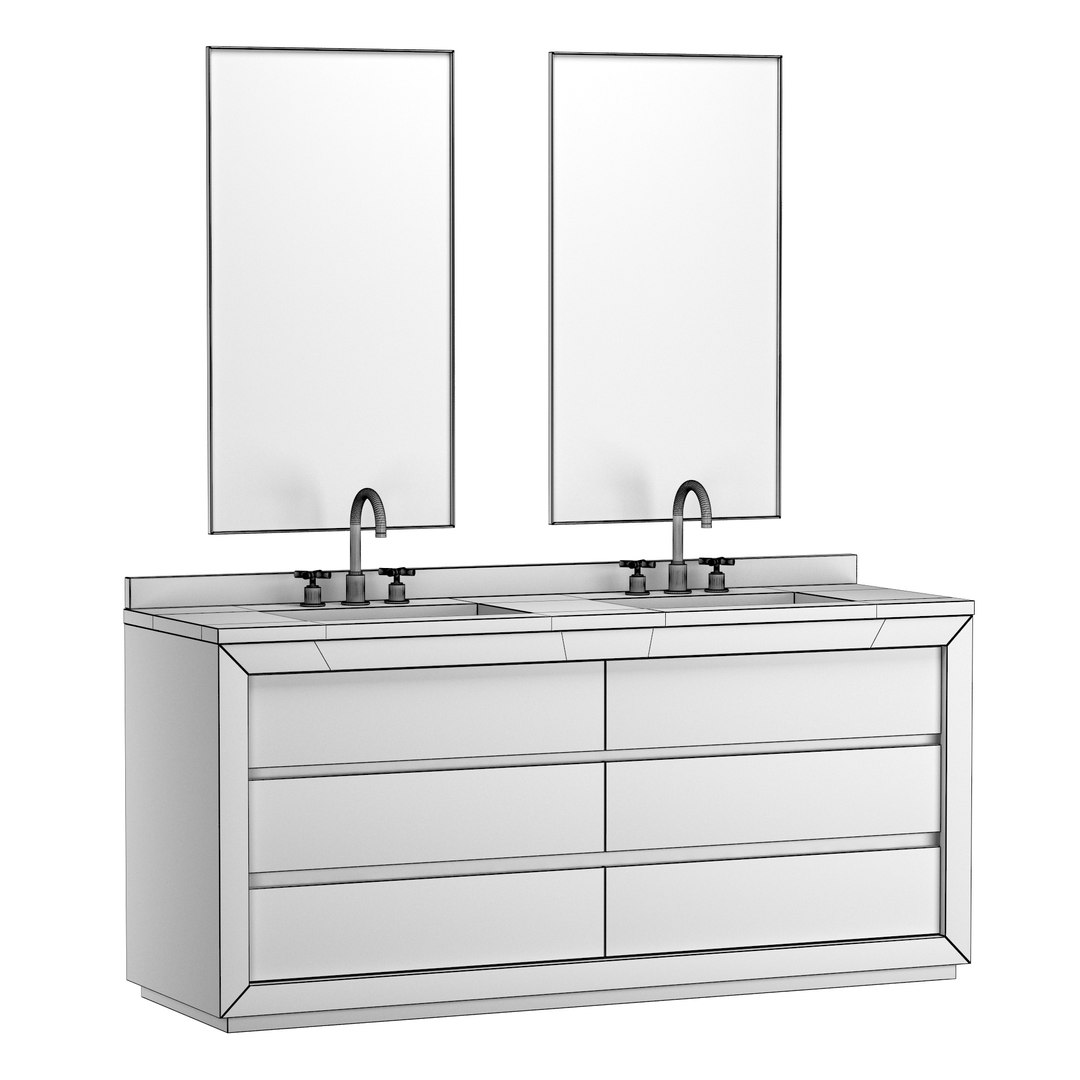 RECLAIMED OAK DOUBLE VANITY 3D Model - TurboSquid 1898656