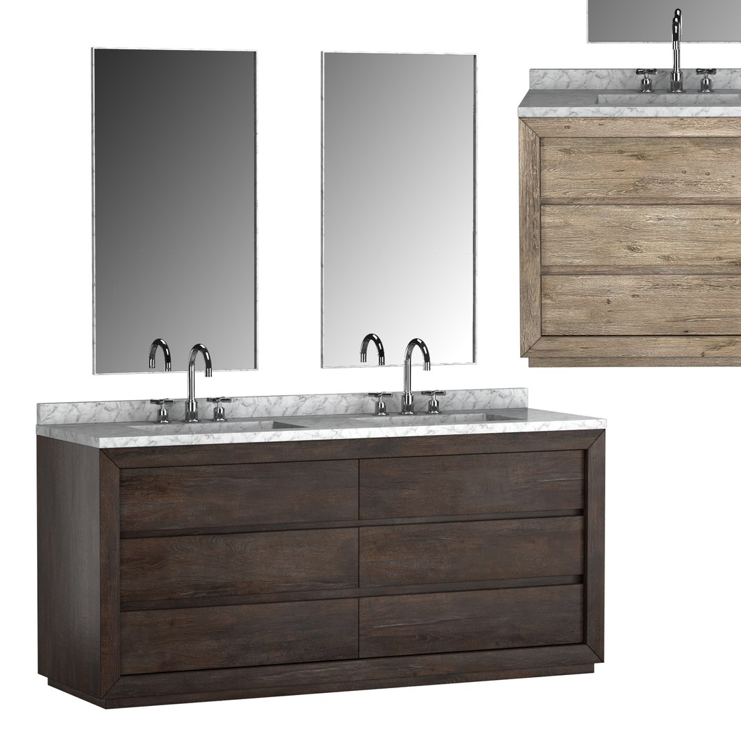 RECLAIMED OAK DOUBLE VANITY 3D Model - TurboSquid 1898656